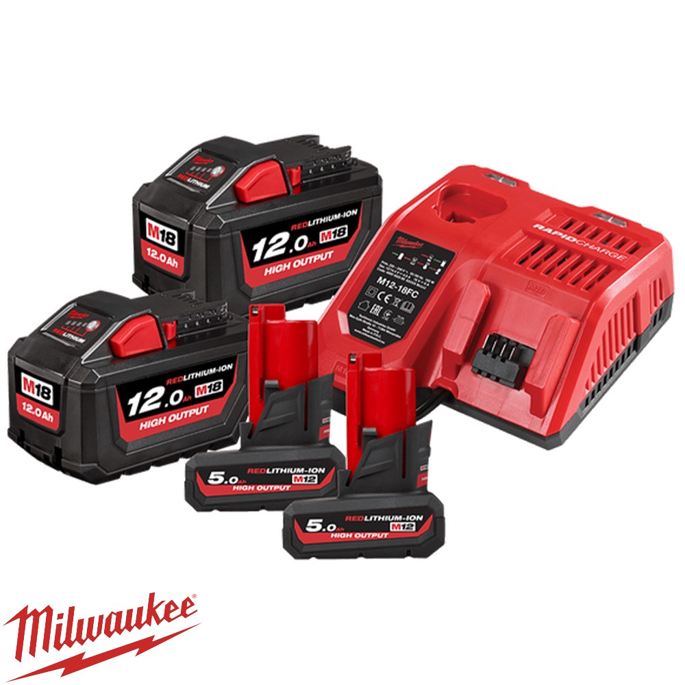 MILWAUKEE BATTERY COMBO PACK 2 X 12V 5.0AH 18V 12AH CHARGER REDLITHIUM ION HIGH OUTPUT Collier Miller