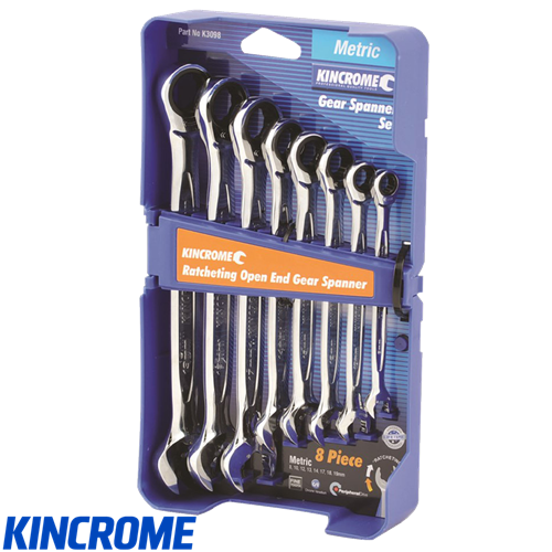 GEAR SPANNER SET 8PC MET RATCHET OPENEND RING KINCROME Collier Miller