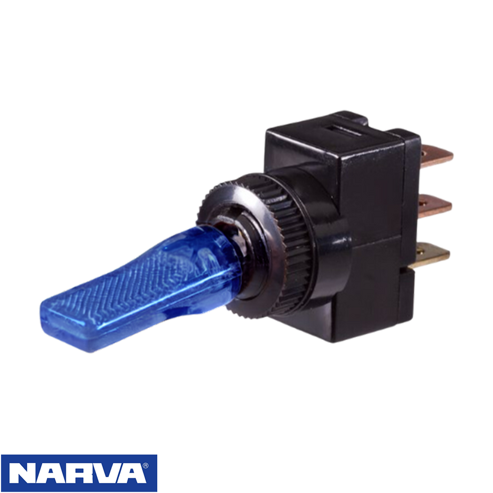 NARVA PLASTIC TOGGLE SWITCH BLUE LED ON/ OFF - Collier & Miller