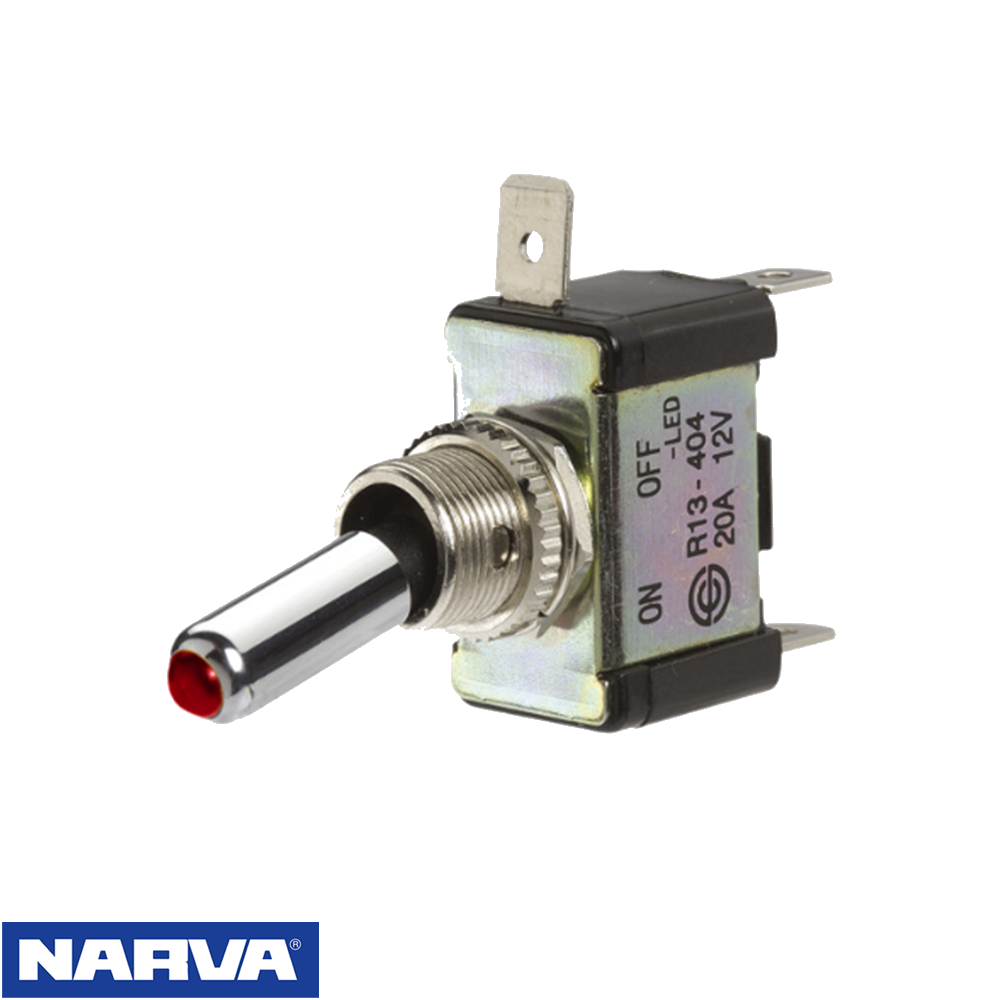 NARVA METAL TOGGLE SWITCH RED LED ON/ OFF - Collier & Miller