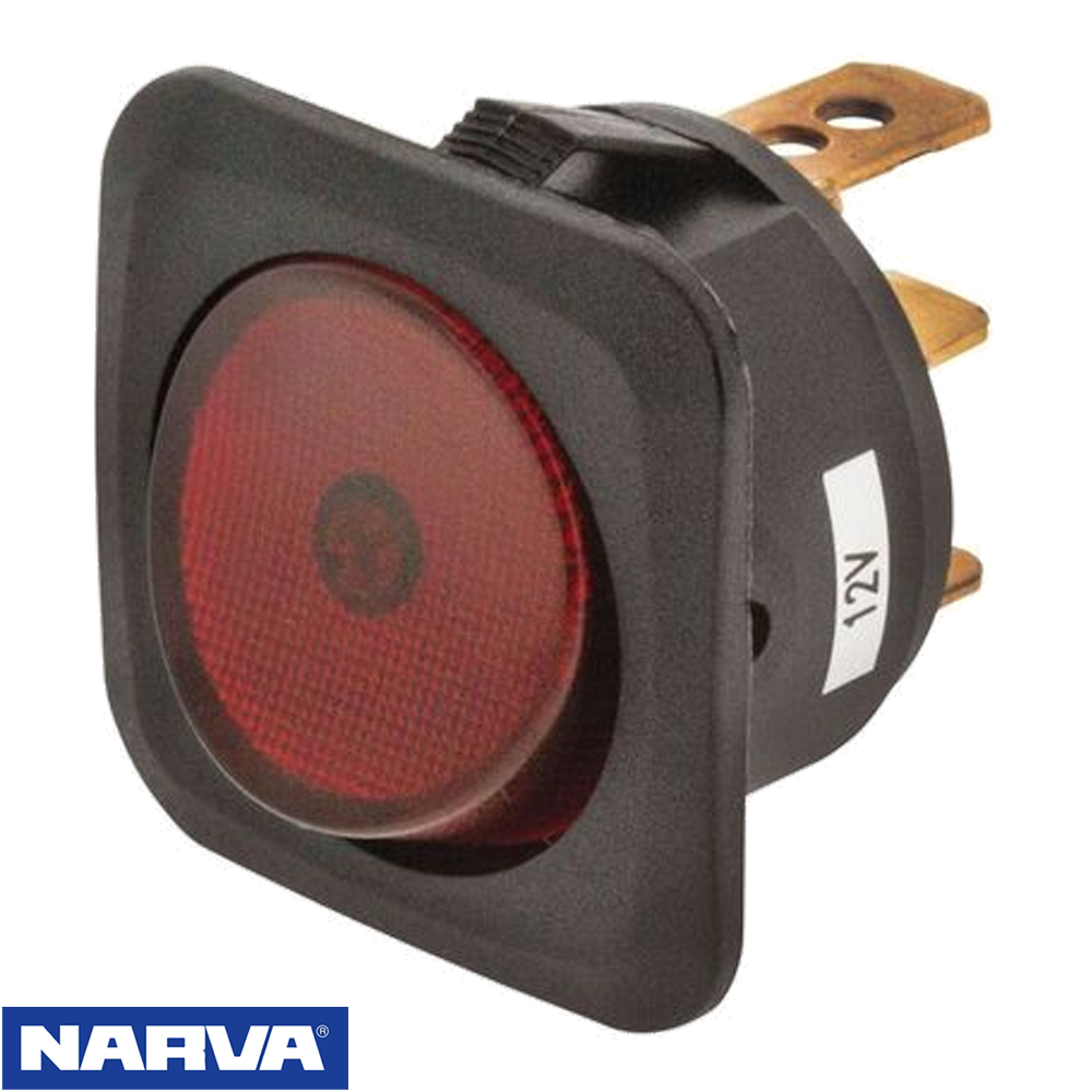 NARVA SWITCH ROCKER RED ILLUMINATED OFF/ON 12V25A ONLY - Collier & Miller