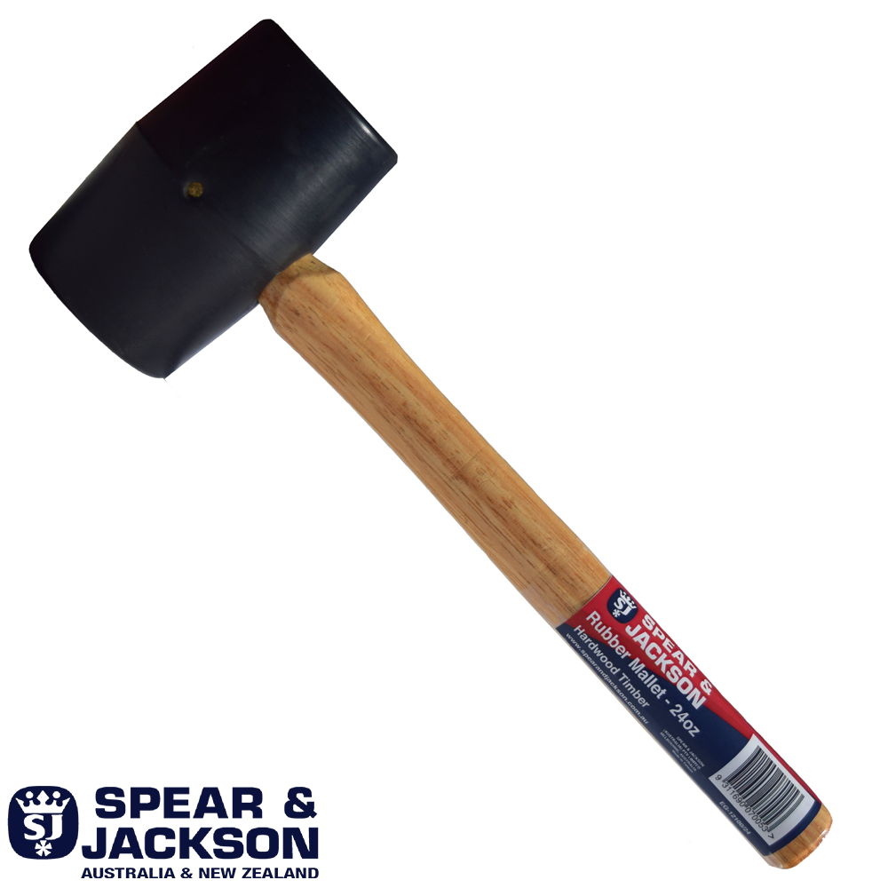 S&J 24OZ BLACK RUBBER MALLET WOODEN HANDLE - Collier & Miller