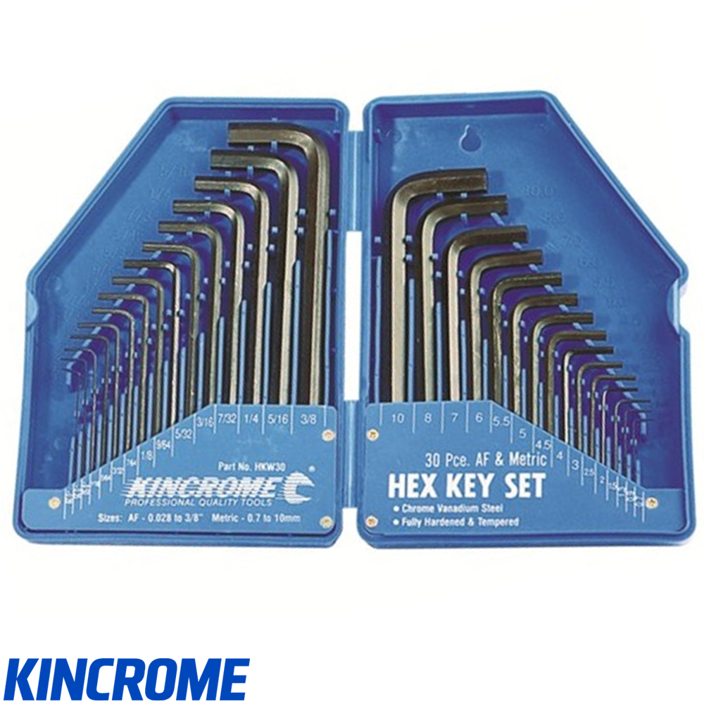 KINCROME HEX KEY SET 30PC AF & METRIC PLASTIC CASE - Collier & Miller
