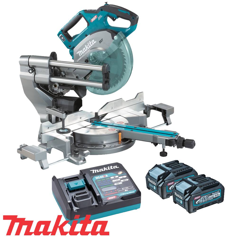 MAKITA 40V MAX COMPOUND SAW KIT 216MM (8 1/2") SLIDE MITRE 2 X 4.0Ah ...