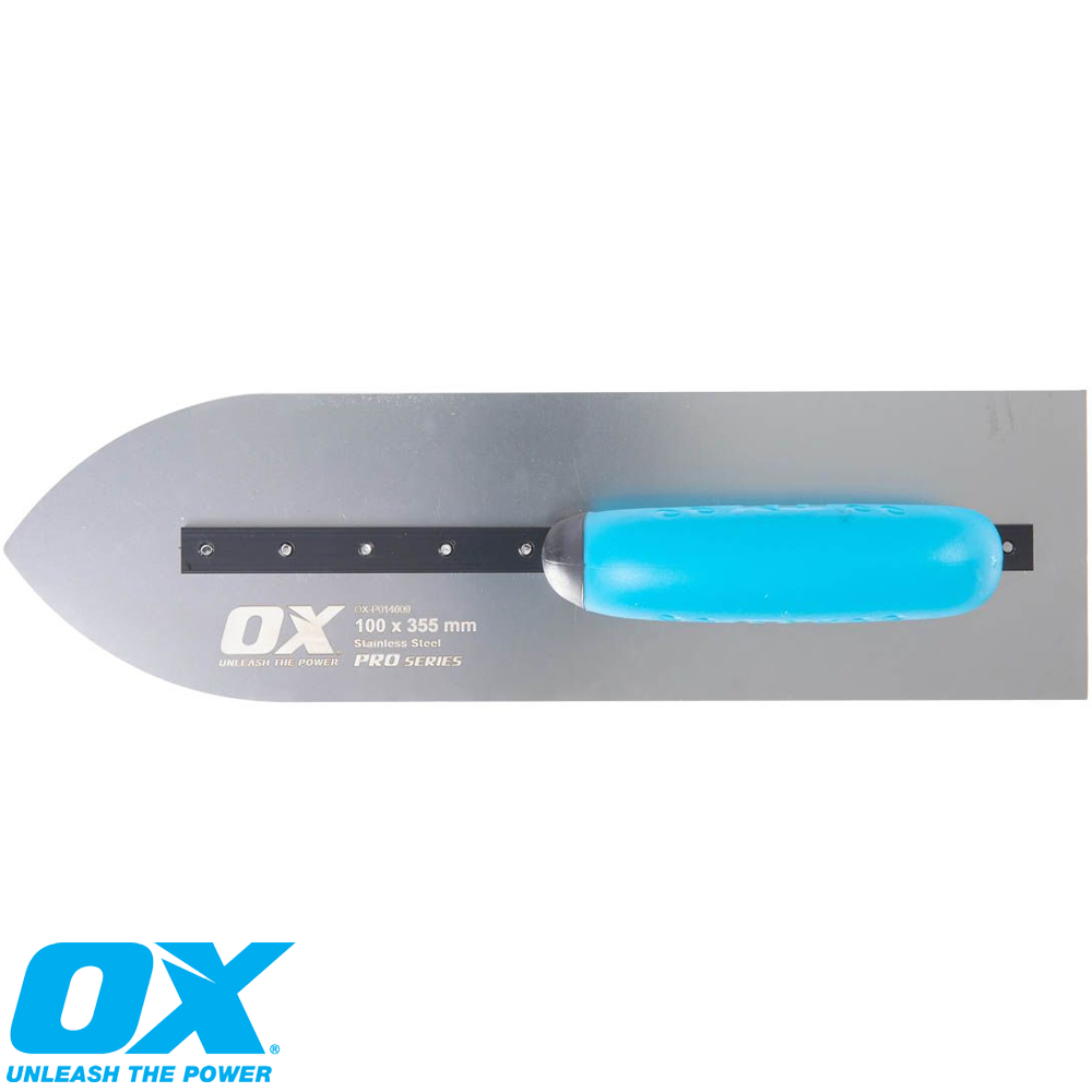 OX PRO FINISHING TROWEL POINTED 115MM X 405MM STAINLESS STEEL - Collier ...