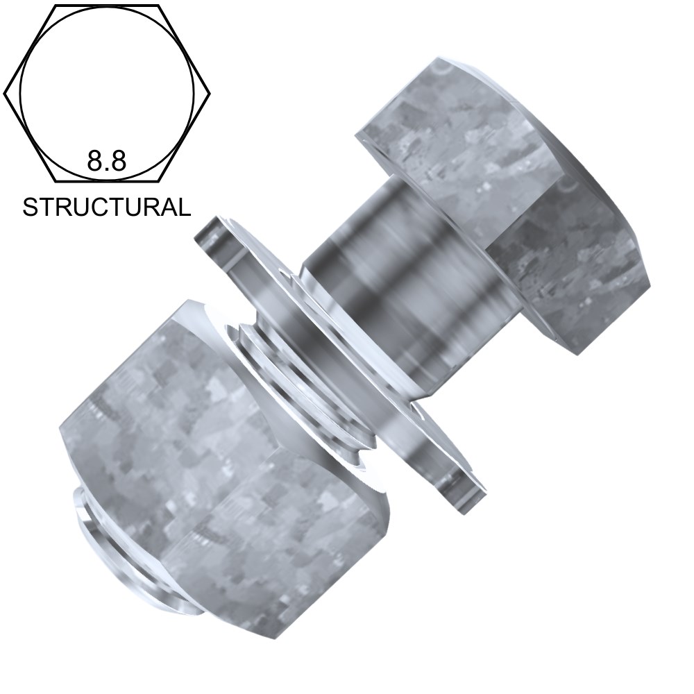 STRUCTURAL BOLT ASSY M20X50MM GALVANISED CLASS 8.8 - Collier & Miller