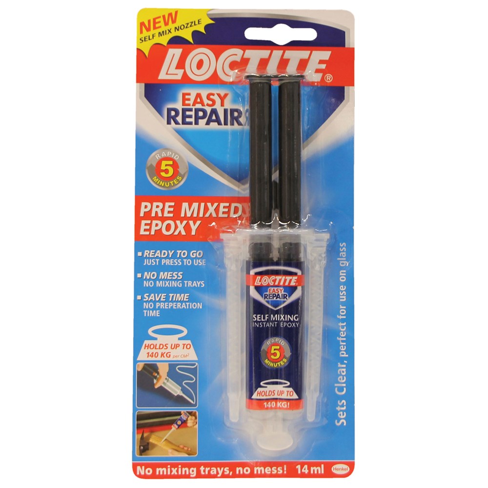 LOCTITE 5 MINUTE EPOXY 14ML 2 PART EPOXY RESIN CLEAR INSTANT MIX NOZZLE ...
