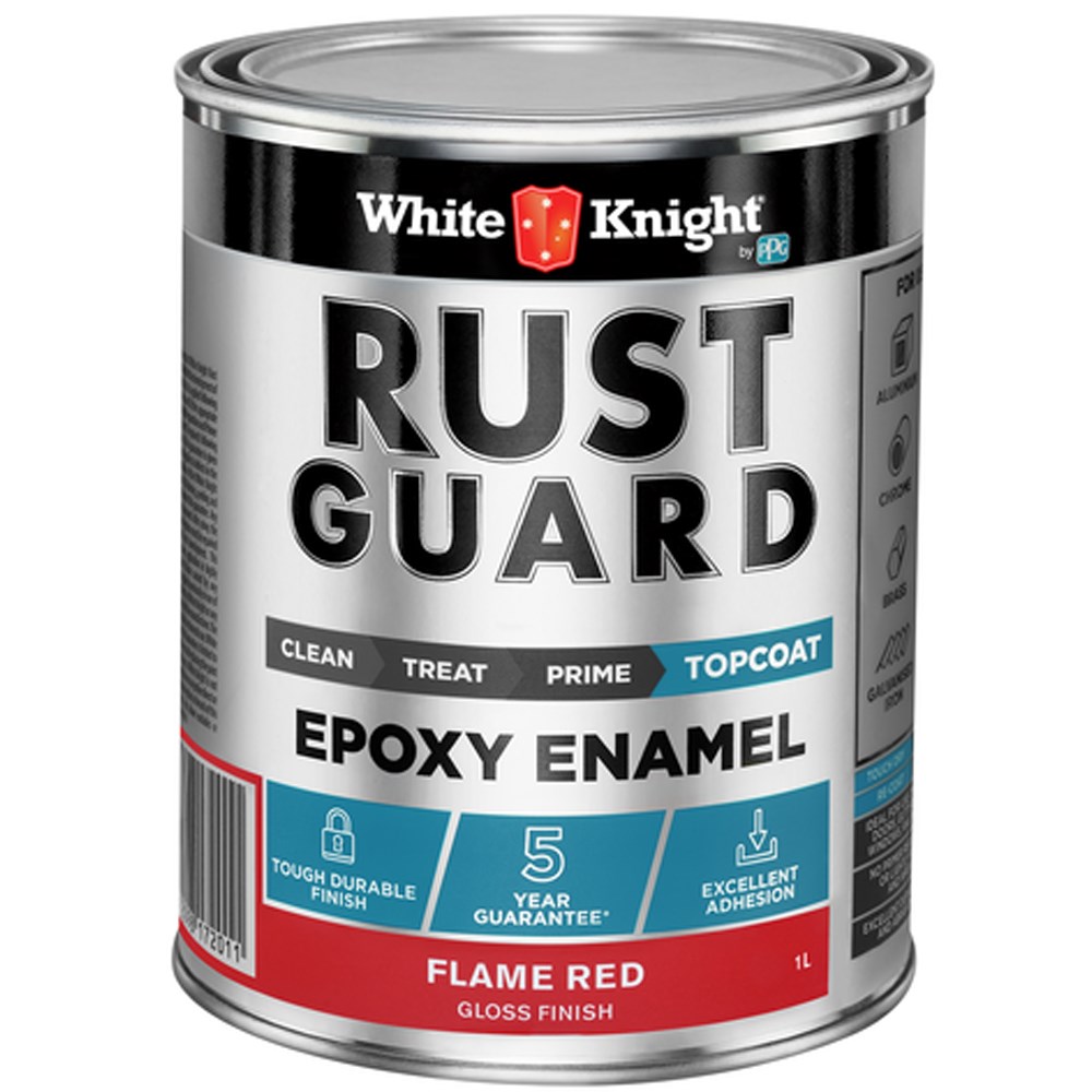 RUSTGUARD FLAME RED 1L GLOSS SINGLE PACK EPOXY ENAMEL WHITE KNIGHT ...