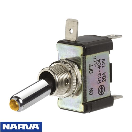 NARVA METAL TOGGLE SWITCH BLUE LED ON/ OFF - Collier & Miller