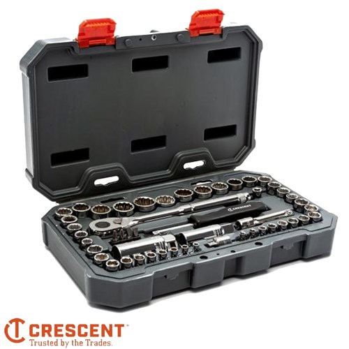 CRESCENT SOCKET SET 50 PIECE 1/4 & 3/8 DRIVE 6 & 12 POINT METRIC & SAE ...