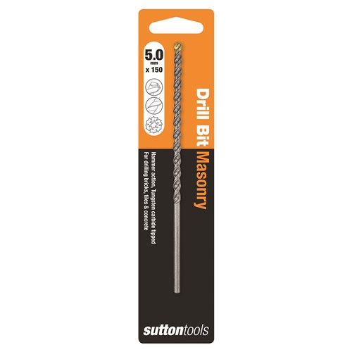 SUTTON 5MM MASONRY DRILL STRAIGHT SHANK 150MM LONG CORRECT FOR WHITE ...