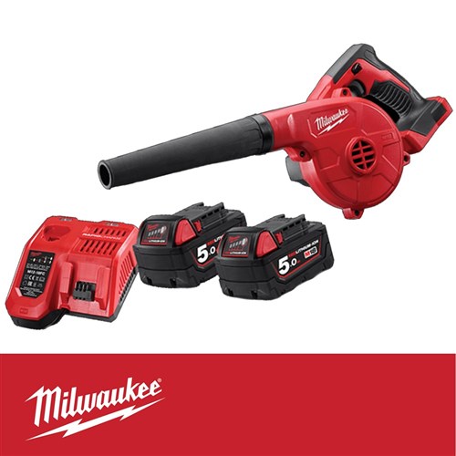 MILWAUKEE M18 BLOWER KIT 18V BLOWER SKIN M18BBL-0 2 X 5.0Ah BATTERIES ...