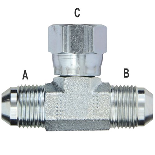 HYD JIC BRANCH TEE M/M/F (JIC-M 1-1/16 X JIC-M 1-1/16) - Collier & Miller