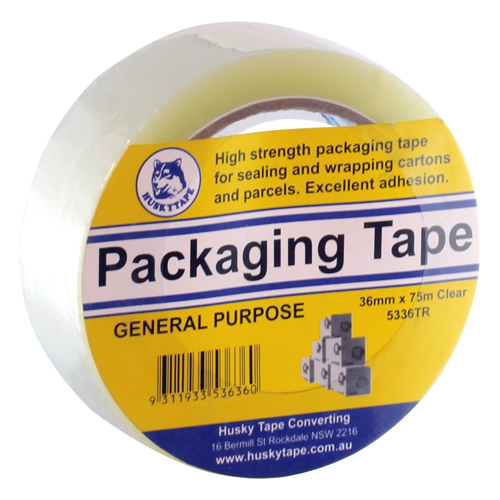 PACKING TAPE CLEAR 36MM X 75M GENERAL PURPOSE HIGH STRENGTH HUSKY ...