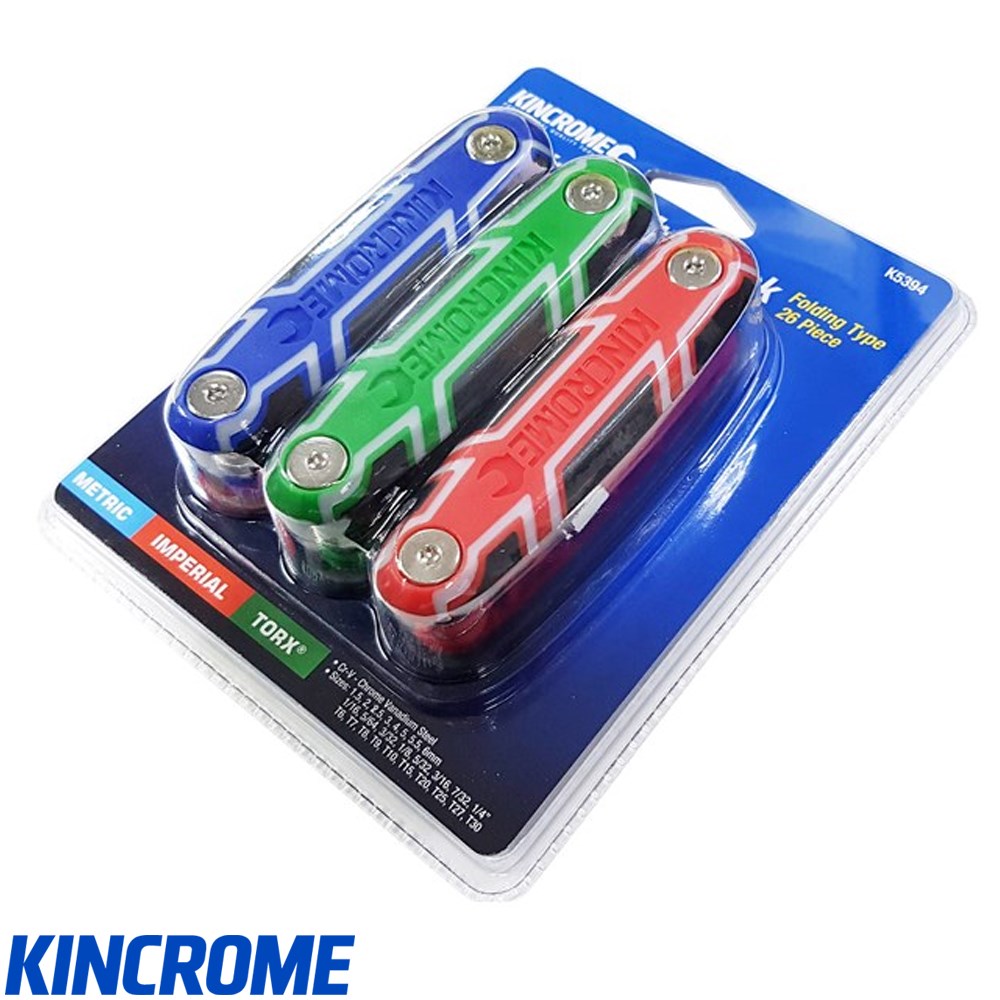 KINCROME FOLDING HEX KET SET MULTI PACK METRIC IMPERIAL & TORX 26 ...