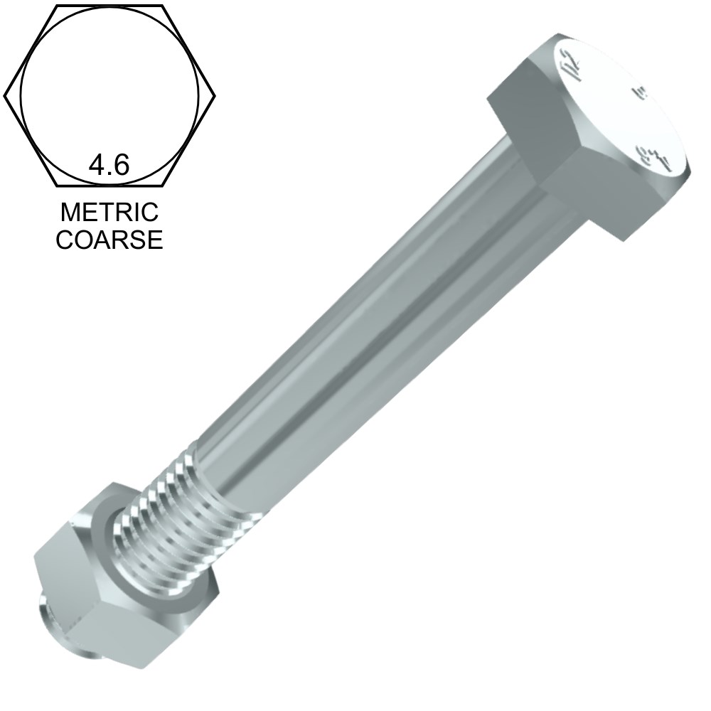METRIC BOLT NUT M6 X 20MM CLASS 4 6 MILD STEEL ZINC M6X1 0MM METRIC BOLT NUT M6 X 20MM CLASS 4 6 MILD STEEL ZINC M6X1 0MM