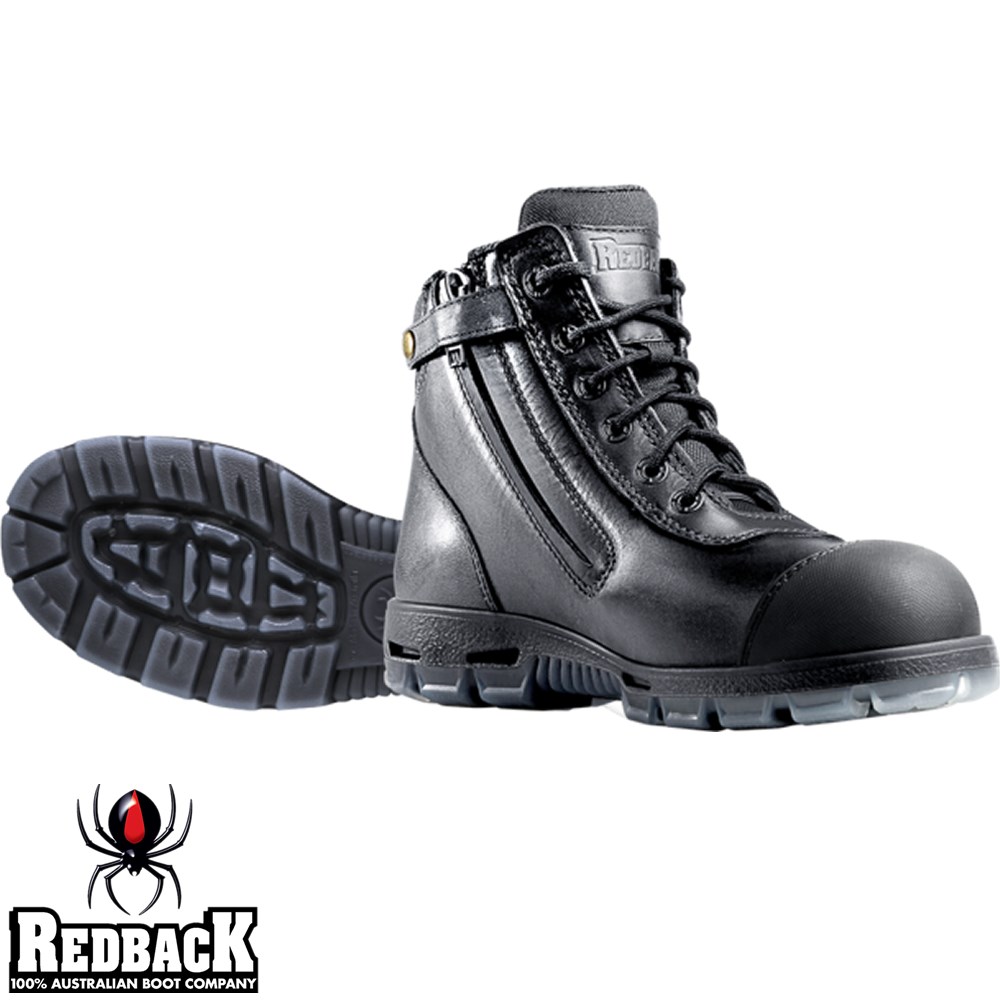 USCBZS SAFETY BOOT 10 REDBACK COBAR ZIP LACE-UP BLACK SIZE: MEN 10, WOMEN 12 - Collier & Miller
