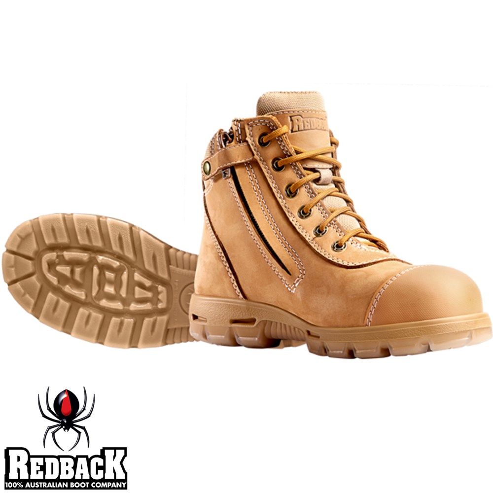 USCWZS SAFETY BOOT 4 REDBACK COBAR ZIP LACE-UP WHEAT SIZE: MEN 4, WOMEN ...